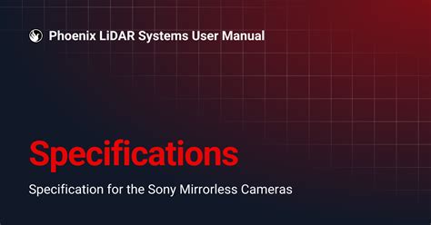 Specifications Phoenix Lidar Systems User Manual