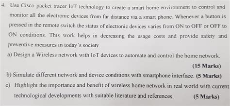 Solved Use Cisco Packet Tracer LoT Technology To Create A Chegg Com