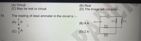 The Reading Of Ideal Ammeter In The Circuit Is Filo
