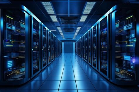Premium Photo Server Racks In Computer Network Security Server Room Data Center Dark Blue