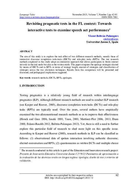 Pdf Revisiting Pragmatic Tests In The Fl Context Towards Interactive
