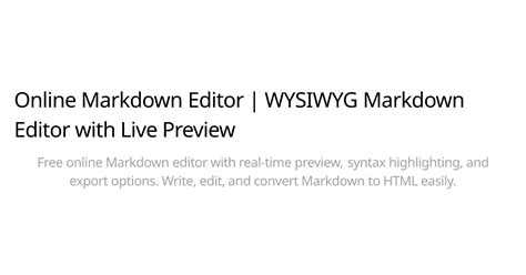 Online Markdown Editor Wysiwyg Markdown Editor With Live Preview