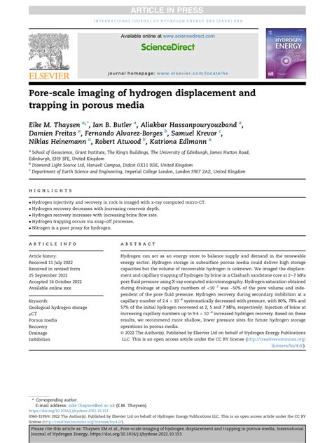 Pdf Pore Scale Imaging Of Hydrogen Displacement And Trapping In