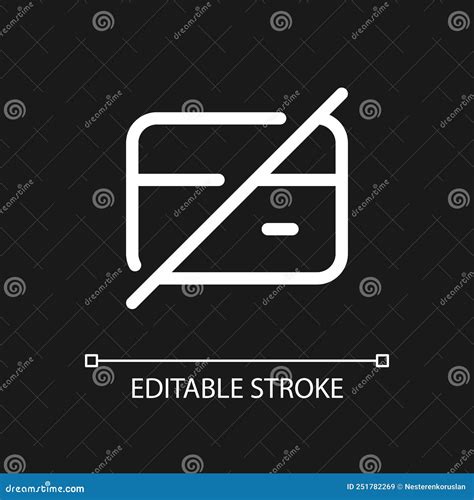 Declined Payment Pixel Perfect White Linear Ui Icon For Dark Theme Stock Vector Illustration