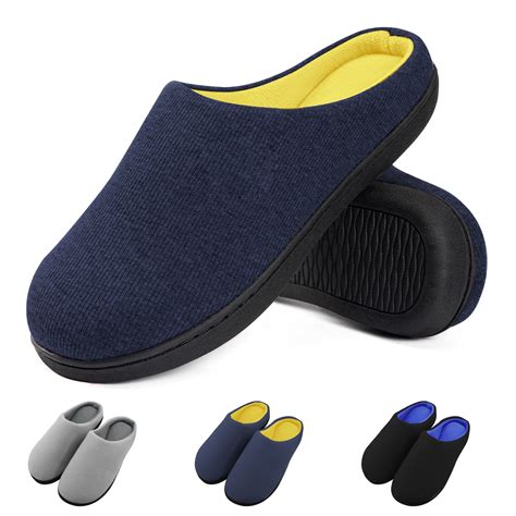 Mens Cozy Slippers Two Tone Indoor Outdoor House Shoes Mens Memory