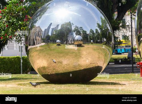 24 Hours In Singapore By Artist Baet Yeok Kuan A Round Reflective Reflection Sphere Sculpture
