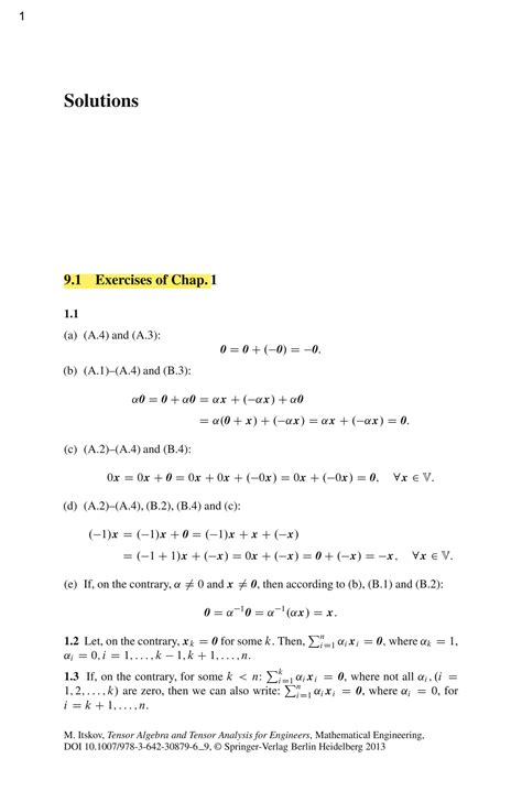 Solution Tensor Algebra And Tensor Analysis For Engineers With