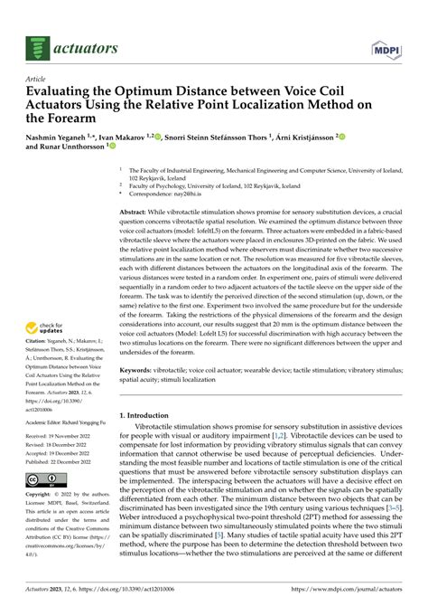 pdf evaluating the optimum distance between voice coil actuators using the relative point