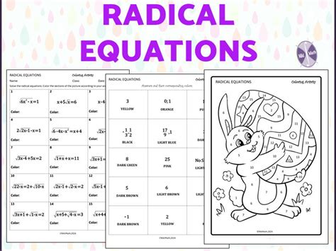 Solving Radical Equations One And Two Radicals Easter Coloring Activity Teaching Resources