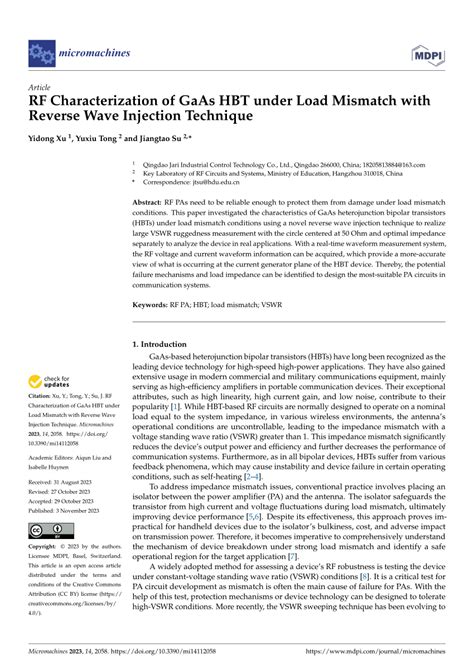 Pdf Rf Characterization Of Gaas Hbt Under Load Mismatch With Reverse