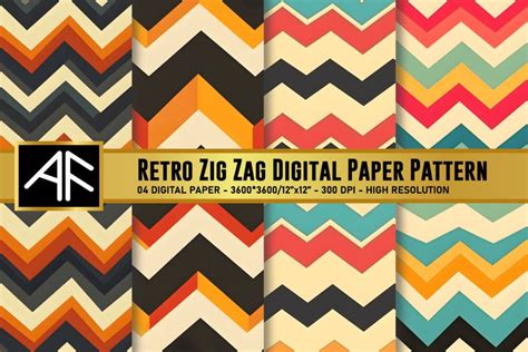 Retro Zig Zag Digital Paper Pattern