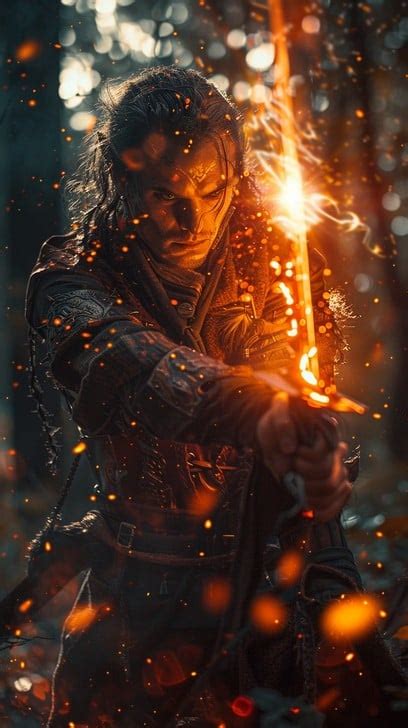 Free Fiery Sword Battle Image Warrior Mystical Glowing Download