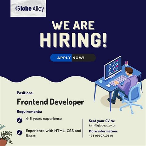 Globe Alley Tech On Linkedin Hiring Frontenddeveloper Joinourteam Webdevelopment Techcareers