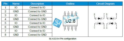 SLVU2 8 4 低电容TVS瞬态抑制二极管阵列 2 8V SOP 8 保护 放电 tp