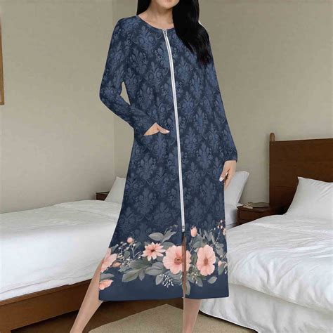 Sakmal Lightweight Women Robes Satin Long Length Zip Front Sleepwear