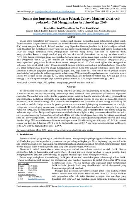 Pdf Desain Sistem Pelacak Cahaya Matahari Dual Axis Pada Solar Cell Untuk Pengoptimasi