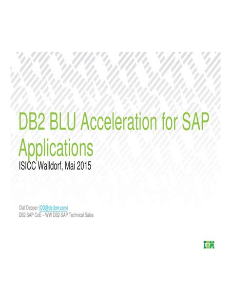 Best Practices Db2 Blu Acceleration Für Sap Olaf Depper Pdf Ibm