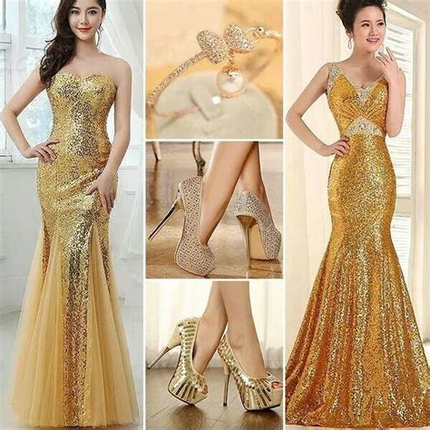 A Lovely Golden Colour Golden Color Party Dress Glamorous Gold Dress
