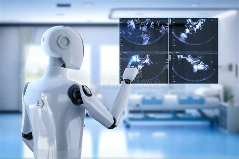 Medical Technology Concept With Robot Interpret Ultrasound Output Stock Illustration