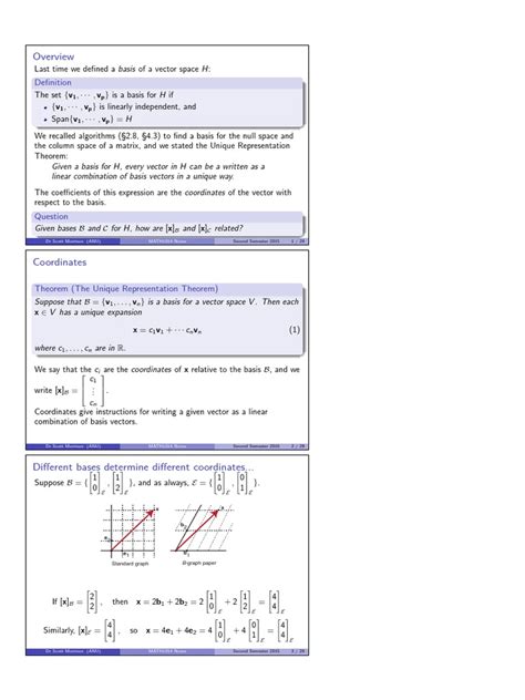 Math1014 Linearalgebra Lecture08handout Pdf Basis Linear Algebra
