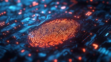 Digital Fingerprint On A Circuit Board Display Stock Illustration Illustration Of Code