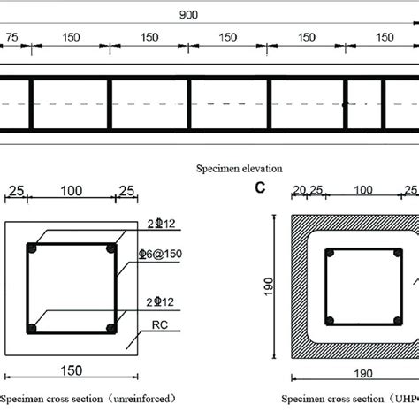 Cross Section Size And Reinforcement Layout Of The Specimen Unit Download Scientific