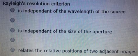 Solved Rayleighs Resolution Criterion Chegg Com
