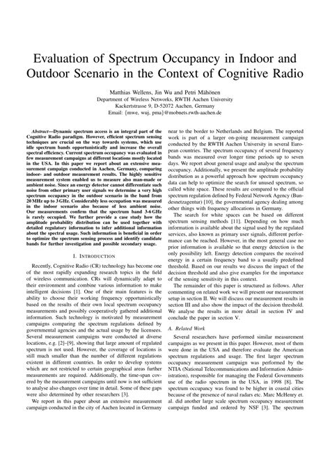 Pdf Evaluation Of Spectrum Occupancy In Indoor And Outdoor Scenario In The Context Of