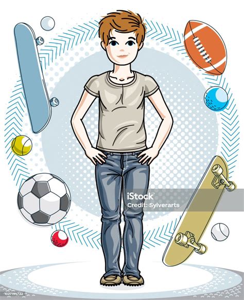 작은 소년 서 입고 세련 된 캐주얼 의류 벡터 매력적인 아이 그림 어린 시절 라이프 스타일의 만화 건강한 생활방식에 대한 스톡 벡터 아트 및 기타 이미지 Istock