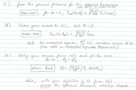Solved д A A Prove The Spherical Harmonic Addition Theorem