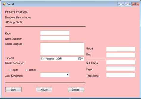 Membuat Program Penjualan Barang Menggunakan Microsoft Visual Basic Express