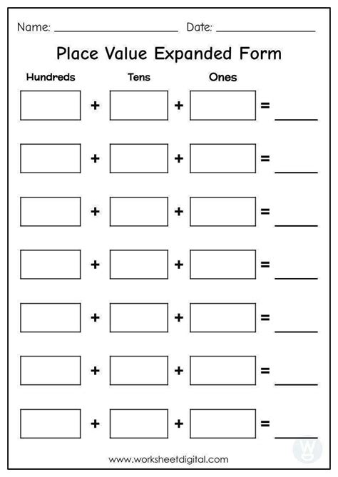 Place Value Hundreds Tens And Ones Worksheet Digital 1 Teacher Made Resources