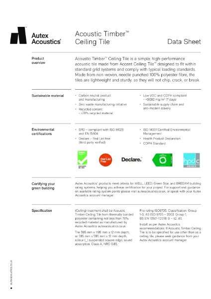 Acoustic Timber Ceiling Tiles Data Sheet Nbs Source