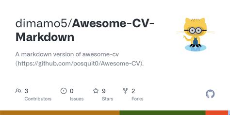 Github Dimamo Awesome Cv Markdown A Markdown Version Of Awesome Cv Https Github