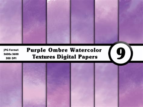 2 Purple Ombre Watercolor Textures Designs And Graphics