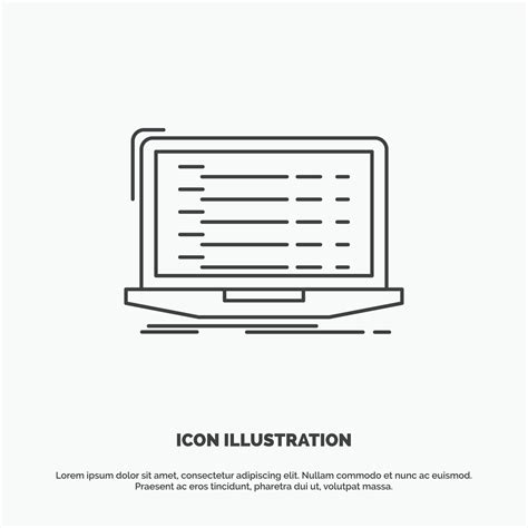 Api App Coding Developer Laptop Icon Line Vector Gray Symbol For Ui And Ux Website Or