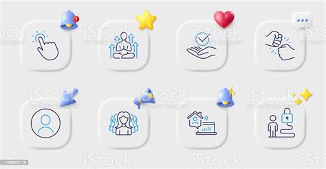 Yoga Lock And Headshot Line Icons For Web App Printing Vector Stock