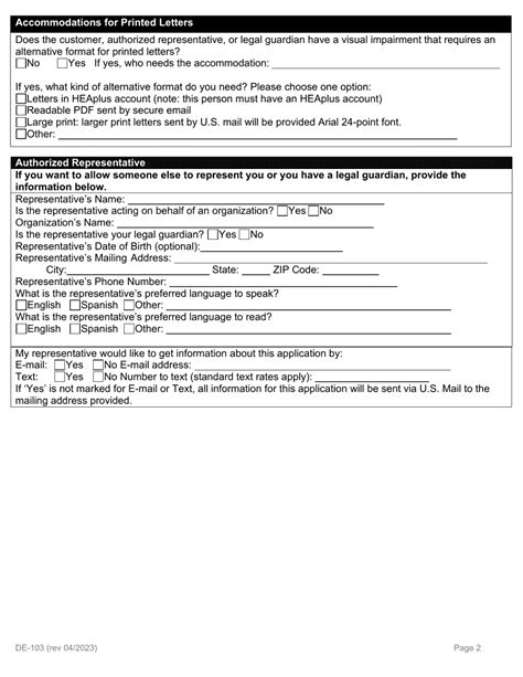 Form De 103 Download Fillable Pdf Or Fill Online Application For Ahcccs