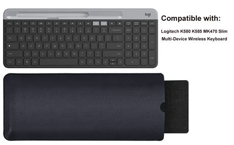 Pu Leather Keyboard Sleeve Case For Logitech K580 K585 Mk470 Slim Multi Device