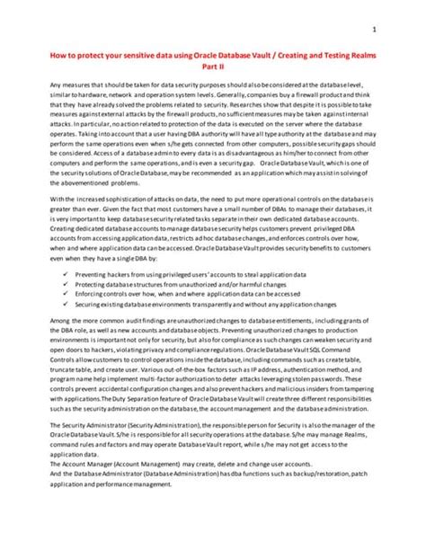 How To Protect Your Sensitive Data Using Oracle Database Vault