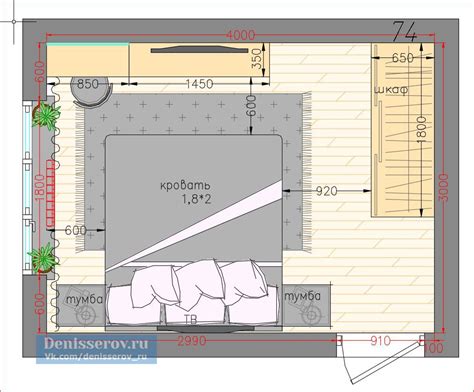 планировка спальни 12 кв м с фото прямоугольная форма Студия Дениса Серова Slaapkamerideeën