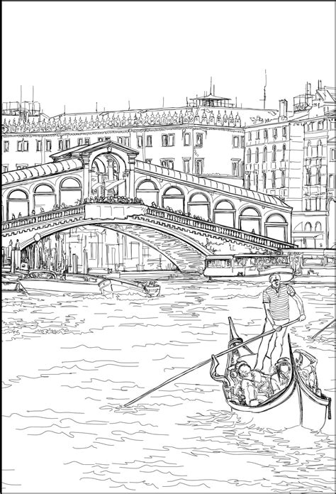 Gondolas In Venice Italy Coloring Page Sketch Coloring Page