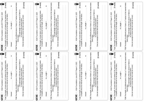 Calculations With Error Intervals Gcse Questions Foundation Aqa Teaching Resources