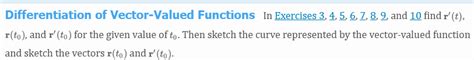 Solved Differentiation Of Vector Valued Functions In Chegg