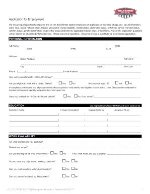 Fillable Online HCI Application For Employment Docx Fax Email Print PdfFiller