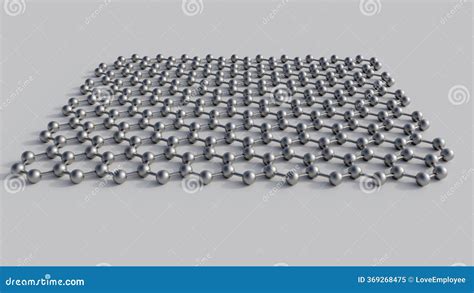 3d Rendering Of Graphene Surface Black Atoms And Bonds With Carbon Glossy Structure Stock