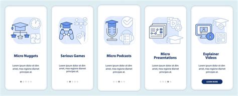 Premium Vector Delivering Microlearning Ways Light Blue Onboarding Mobile App Screen