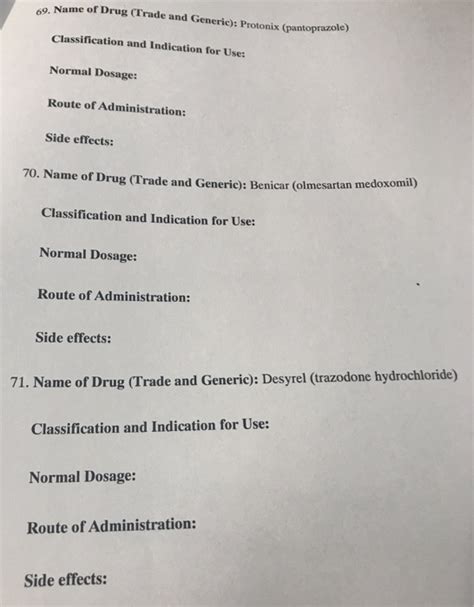 Solved 69 Name Of Drug Trade And Generic Protonix