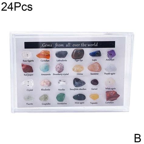 Ctdwnt 15 24 Pcs Rock Gems In Collection Box Crystal Natural Mineral T Diy йд аτ у U3t5