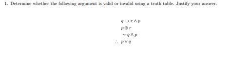 solved 1 determine whether the following argument is valid